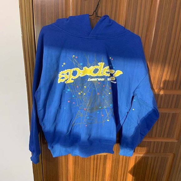 Sp5der | Shirts | Sp5der Yellow Letters Logo Print Blue Long Sleeve ...